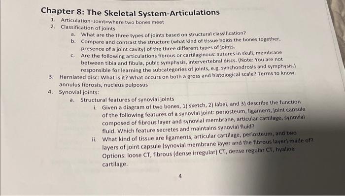 Solved Chapter 8: The Skeletal System-Articulations 1. | Chegg.com