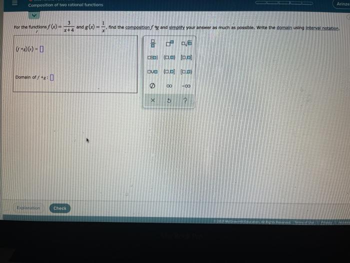 Solved III Composition of two rational functions Arte 3 For | Chegg.com
