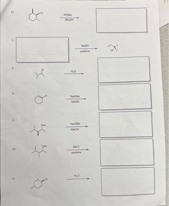 Solved 1. Fill in the blanks with the correct reagent, | Chegg.com