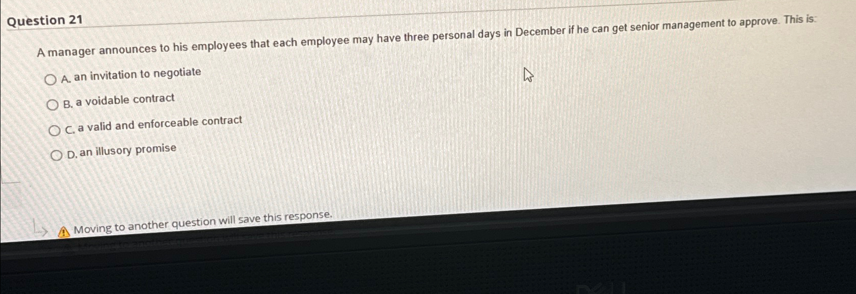 Solved Question 21A manager announces to his employees that | Chegg.com