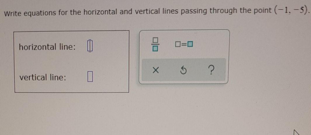 Solved Write equations for the horizontal and vertical lines | Chegg.com