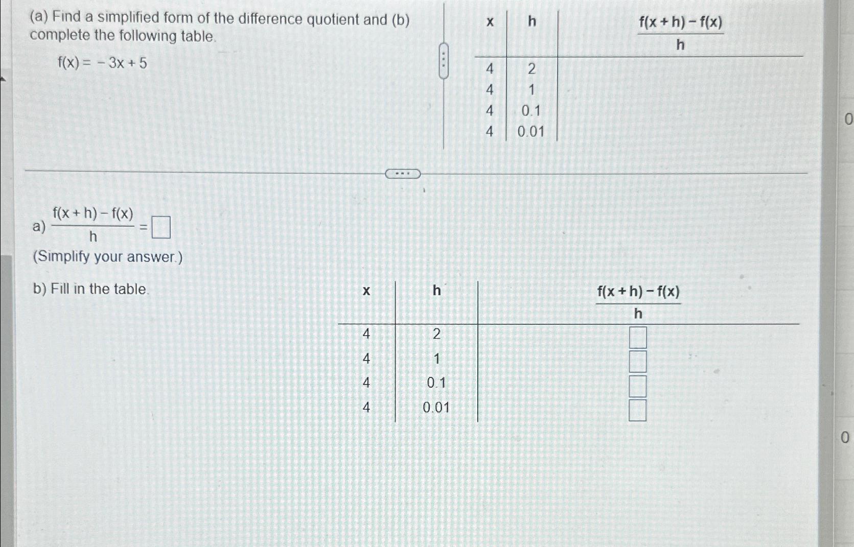 Solved (a) ﻿Find a simplified form of the difference | Chegg.com