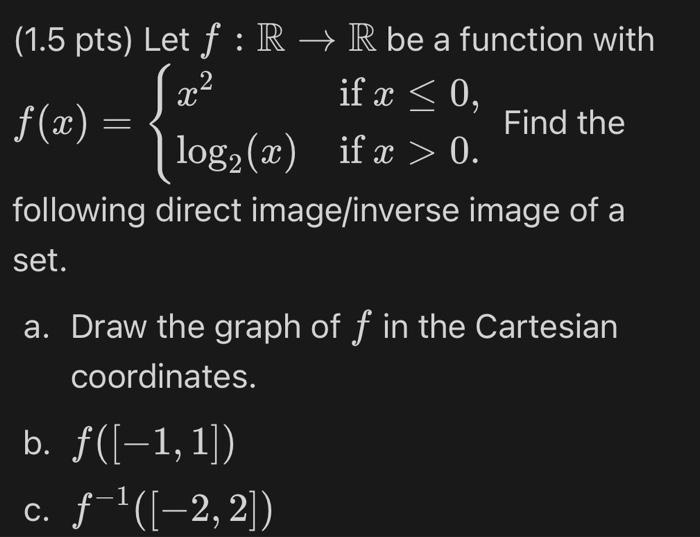 Solved (1.5 pts) Let f:R→R be a function with | Chegg.com
