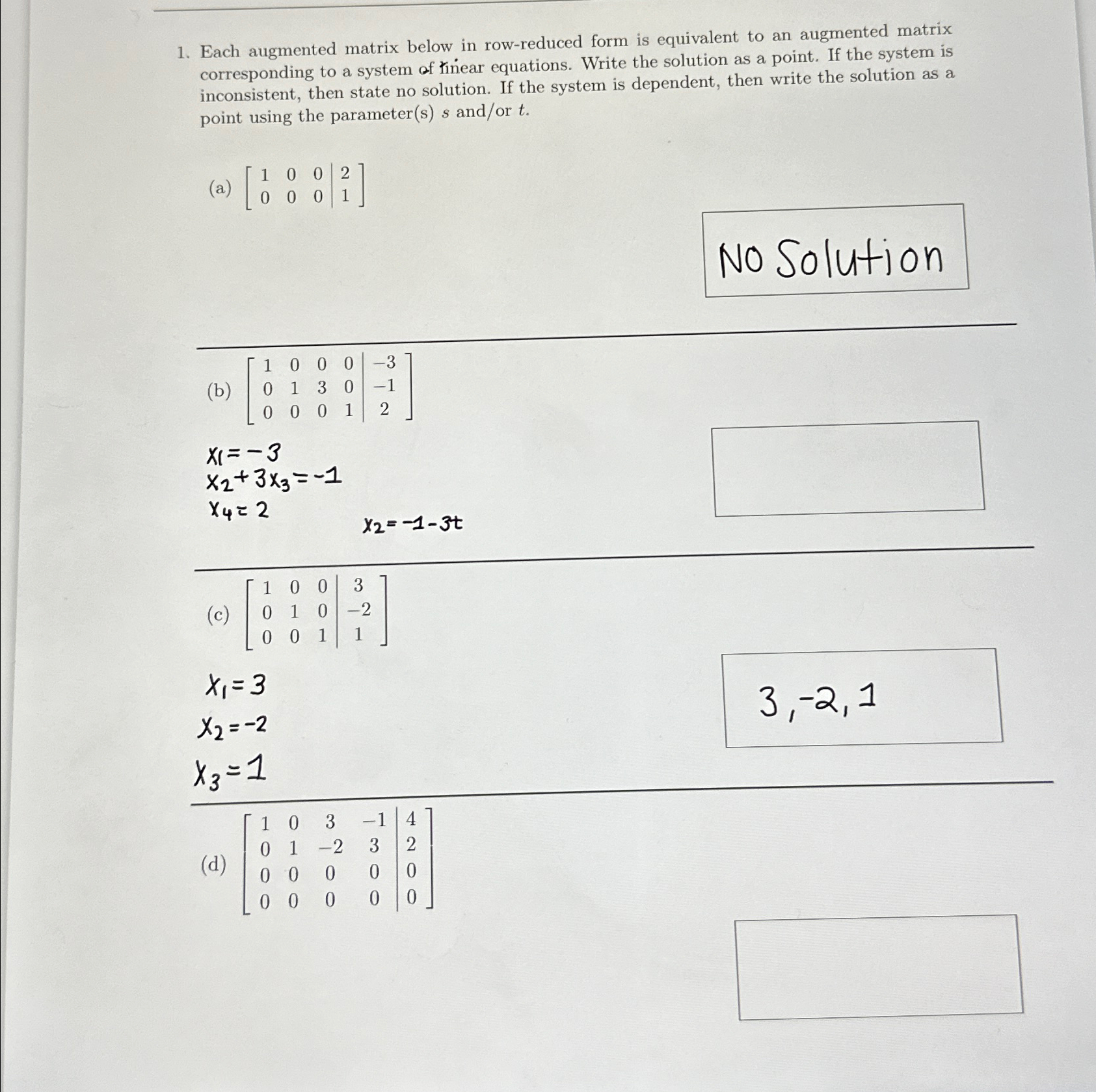 Solved Each augmented matrix below in row-reduced form is | Chegg.com