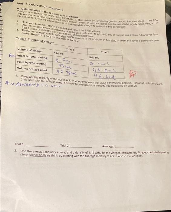 Solved Table 1: Standardization Data Mass of KHP Trials | Chegg.com