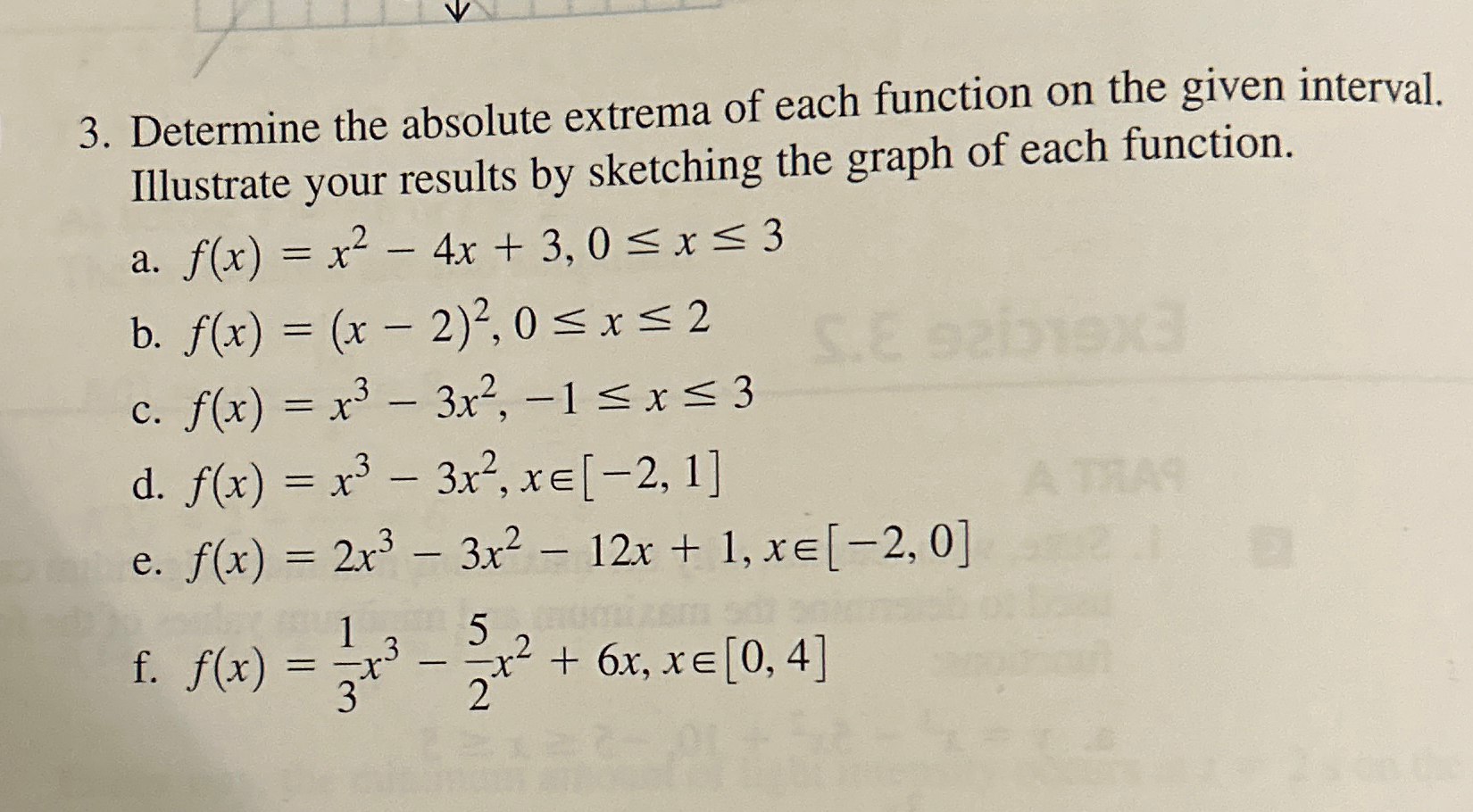 Determine the absolute extrema of each function on | Chegg.com