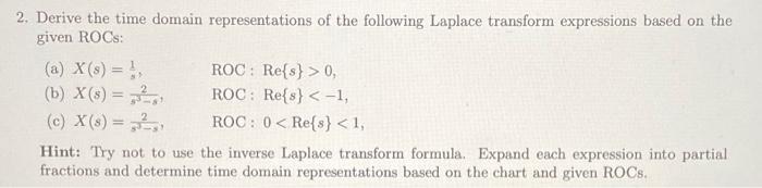 Solved Derive the time domain representations of the | Chegg.com