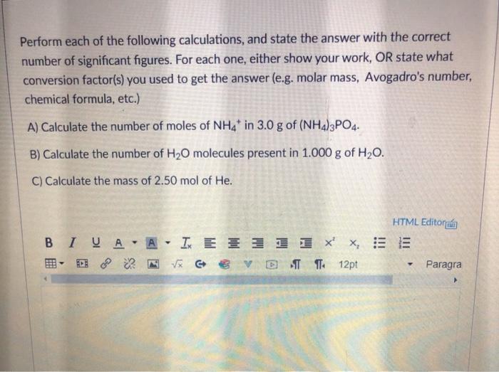 Solved Perform each of the following calculations, and state | Chegg.com