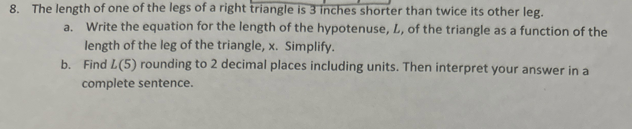 Solved How to solve The length of one of the legs of a right | Chegg.com