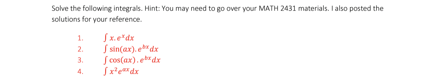 Solved Solve the following integrals. Hint: You may need to | Chegg.com