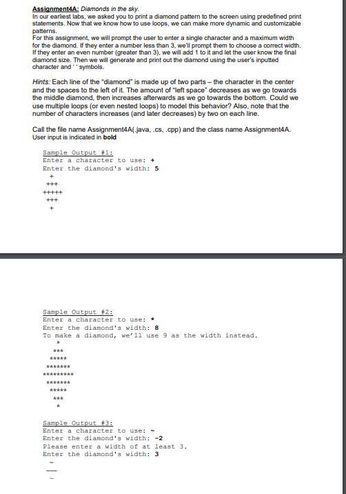 Assignment4A: Diamonds in the sky.In our earliest | Chegg.com