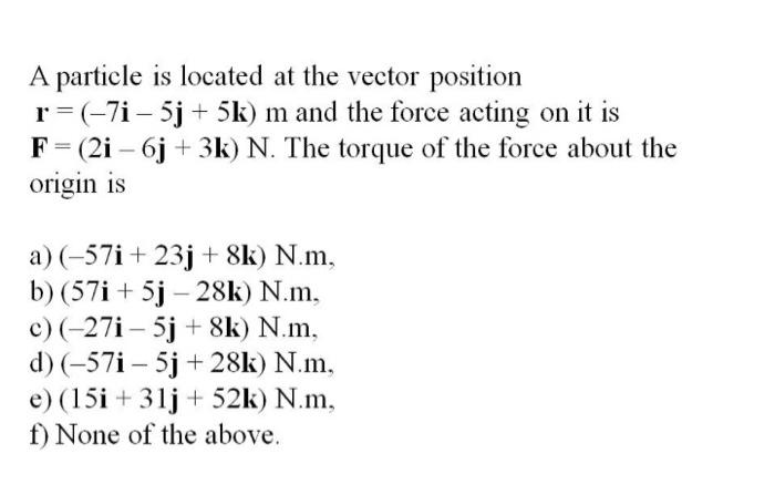 Solved A particle is located at the vector position r=(-7i – | Chegg.com