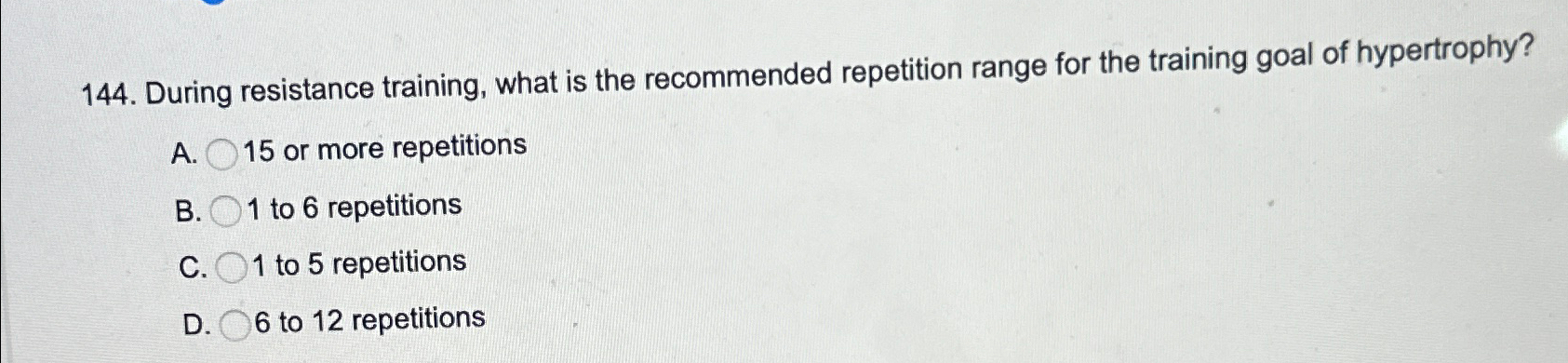 Solved During resistance training, what is the recommended | Chegg.com