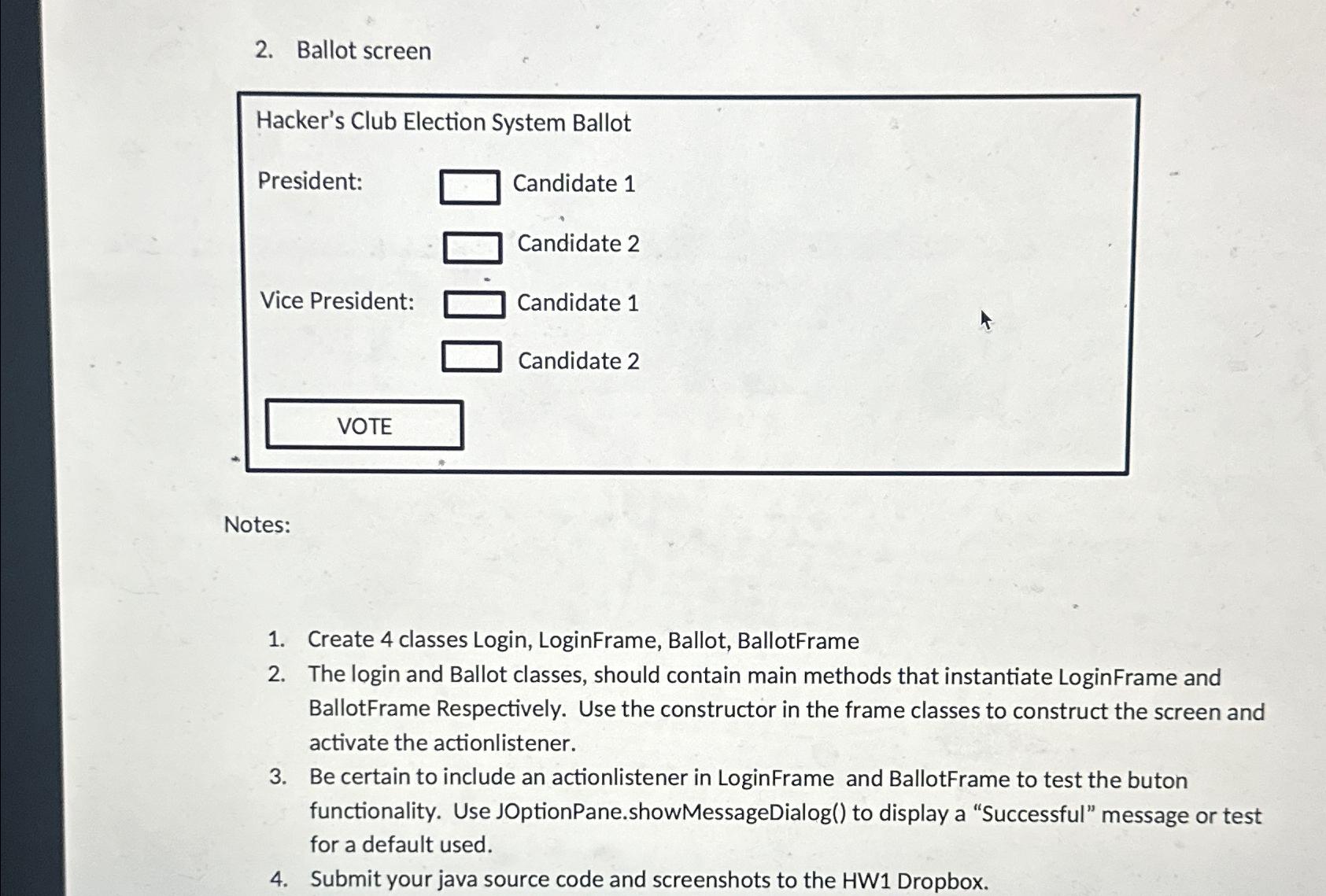 Solved Ballot screenHacker's Club Election System | Chegg.com