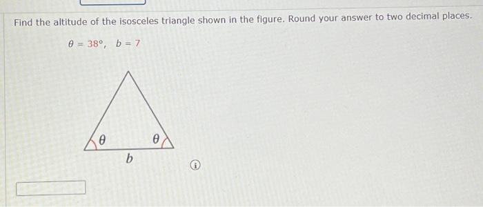 Solved Find the altitude of the isosceles triangle shown in | Chegg.com
