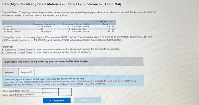 Solved E9-6 (Algo) Calculating Direct Materials and Direct | Chegg.com