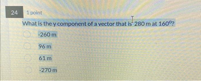 Solved What is the y component of a vector that is 280 m at | Chegg.com