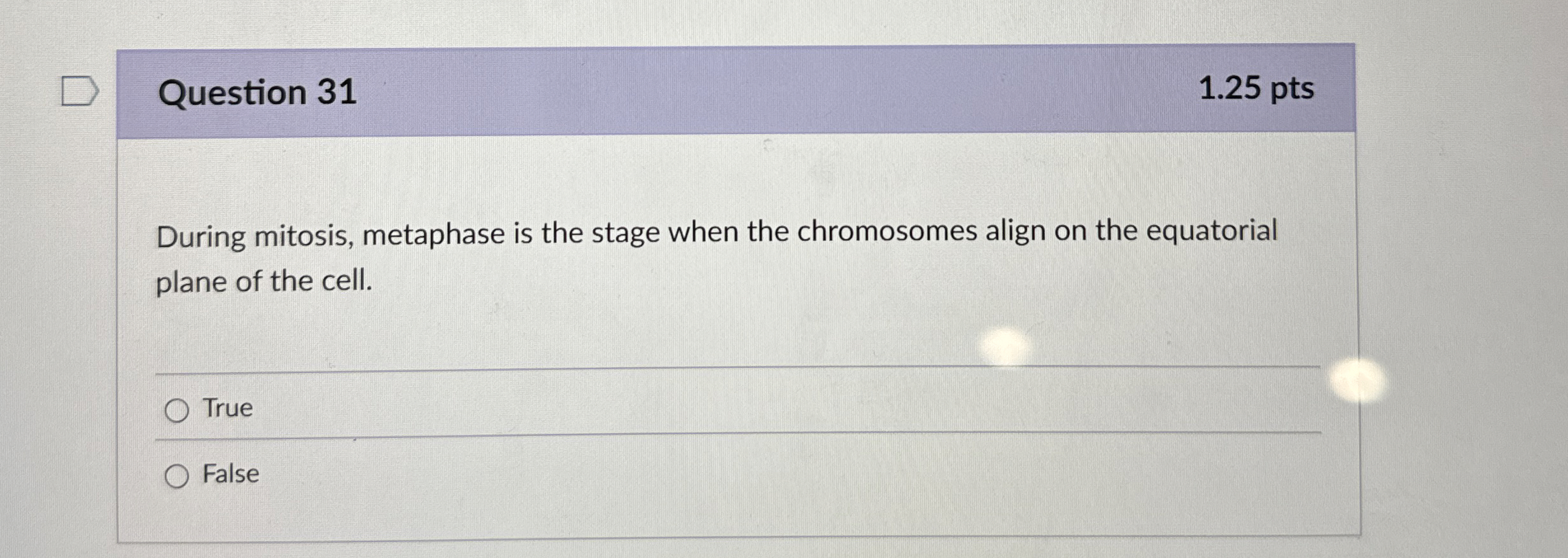 Solved Question 31During mitosis, metaphase is the stage | Chegg.com