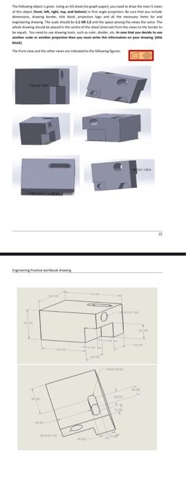 Solved Sketch the front, right, top, and bottom view in | Chegg.com