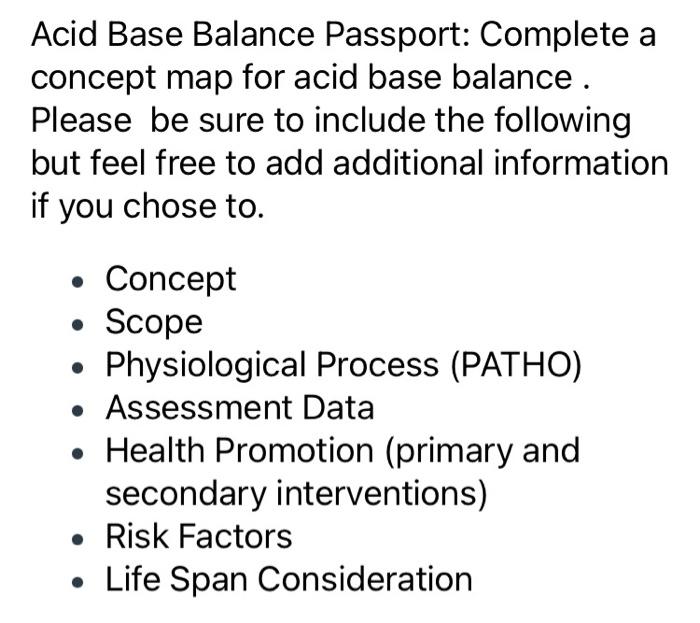 Solved Acid Base Balance Passport: Complete a concept map | Chegg.com
