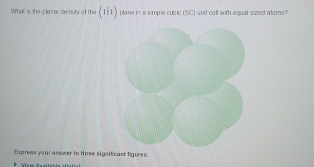 Solved What is the planar density of the (?bar (111)) ﻿plane | Chegg.com
