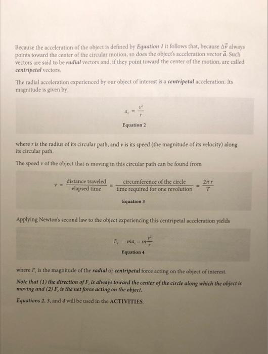 Solved PRE-LAB UNIFORM CIRCULAR MOTION 1. Verify the | Chegg.com