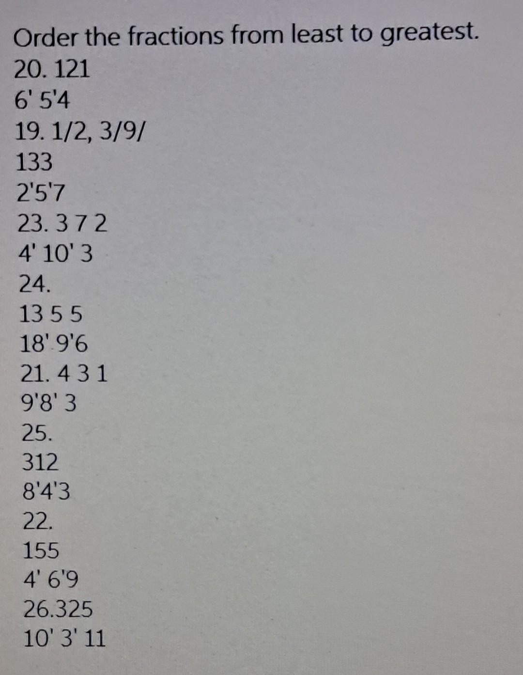 Order the fractions from least to greatest. | Chegg.com