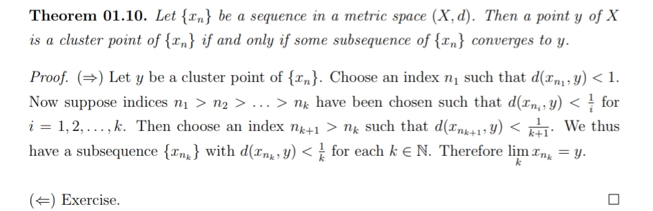 Solved Theorem 01.10. ﻿Let {xn} ﻿be a sequence in a metric | Chegg.com