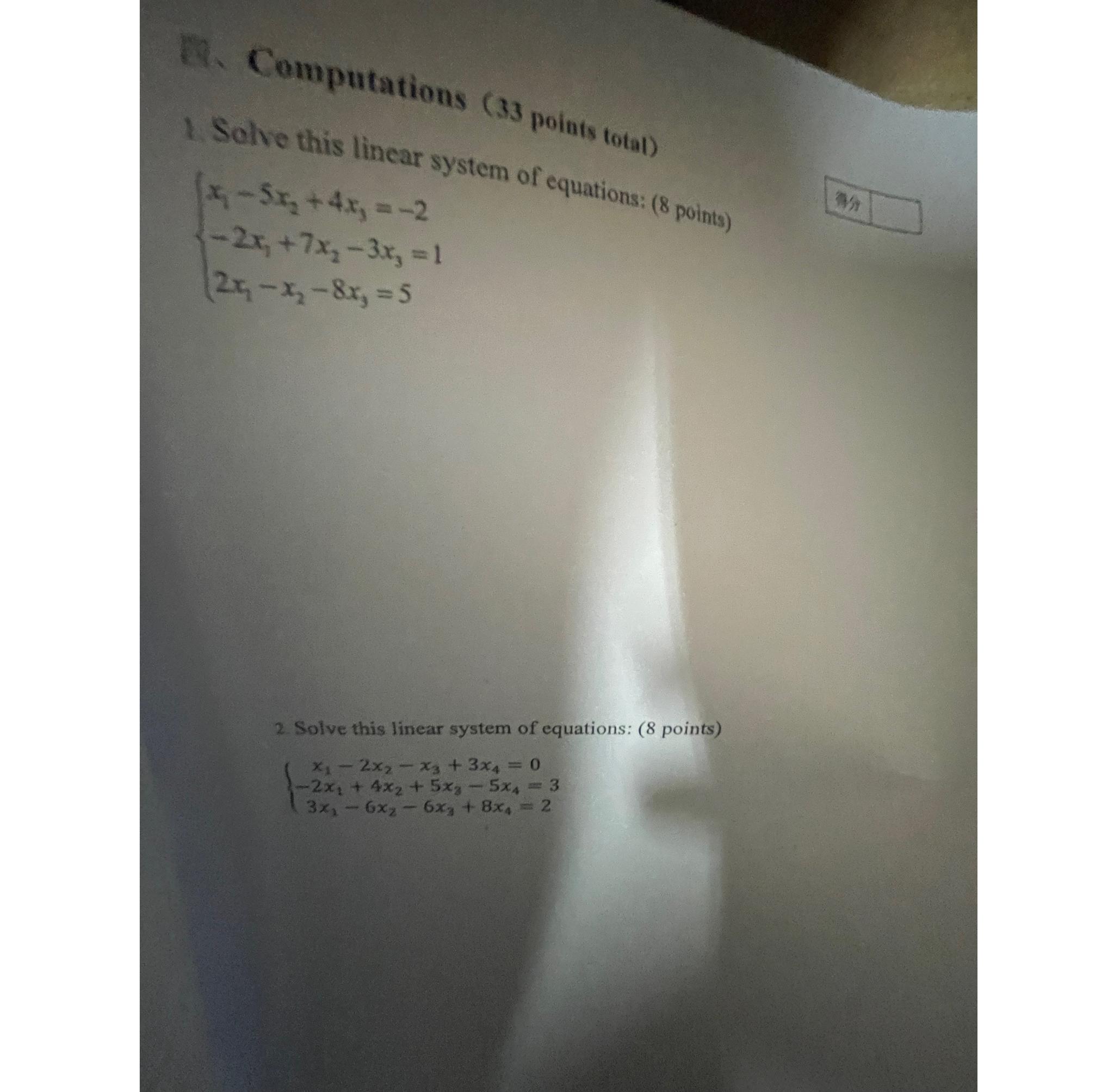 Solved Computations (33 ﻿points total)1 ﻿Solve this linear | Chegg.com