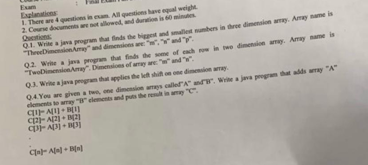 Solved Questions:Q.1. ﻿Write a java program that finds the | Chegg.com