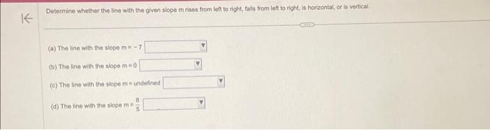 Solved Determine whether the line with the given slope m | Chegg.com