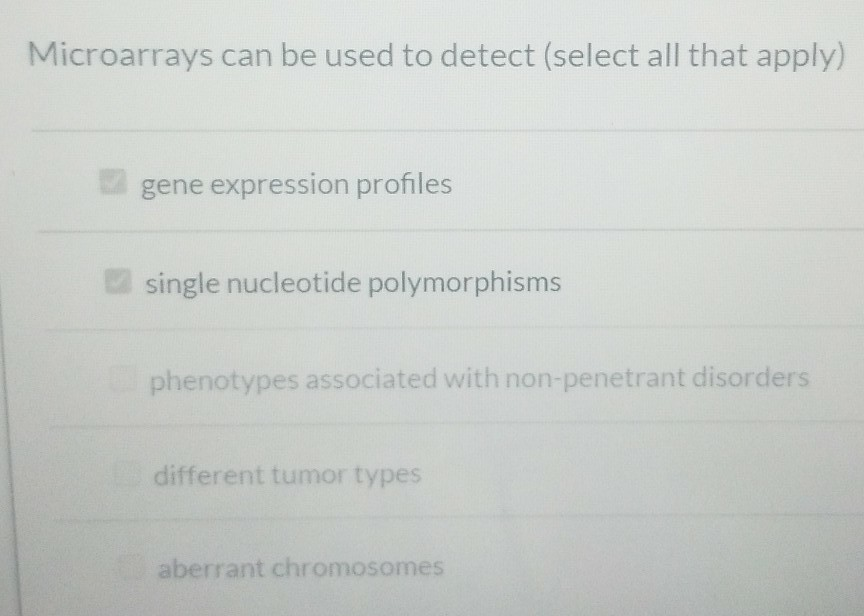 Solved Microarrays can be used to detect (select all that | Chegg.com