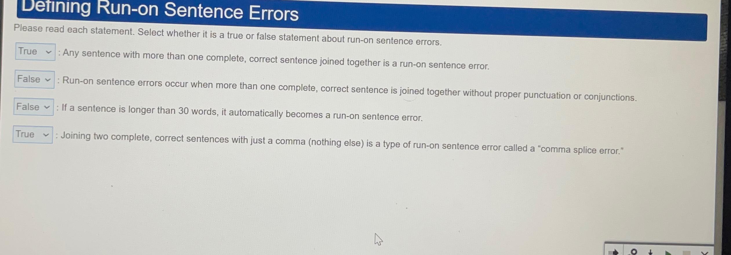 Solved Defining Run-on Sentence ErrorsPlease read each | Chegg.com