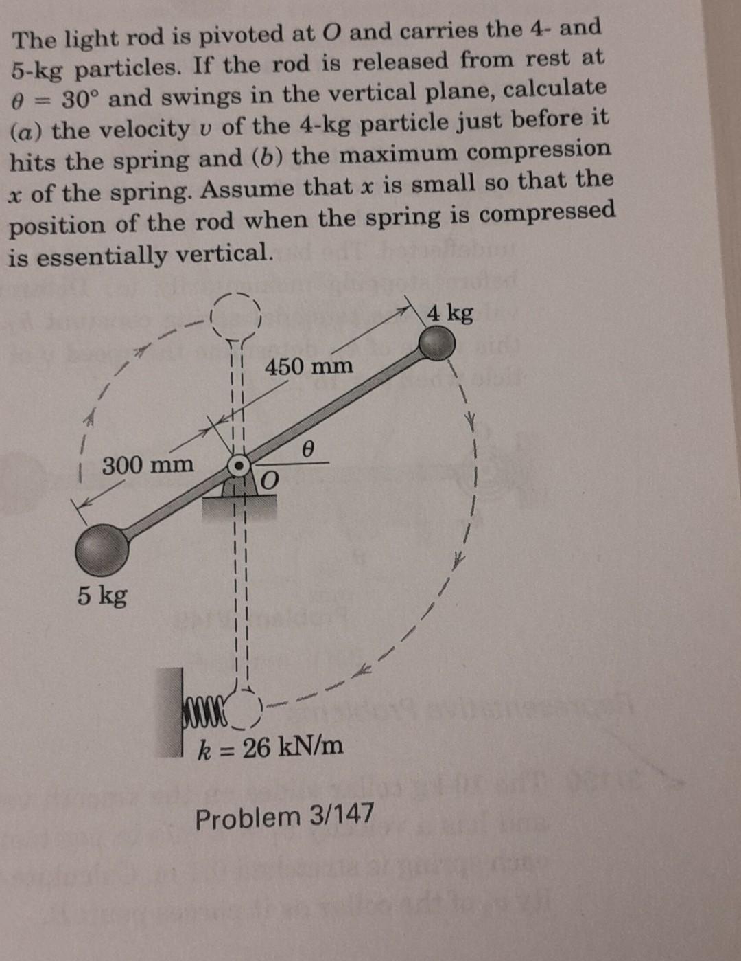Solved The light rod is pivoted at O and carries the 4 - and | Chegg.com