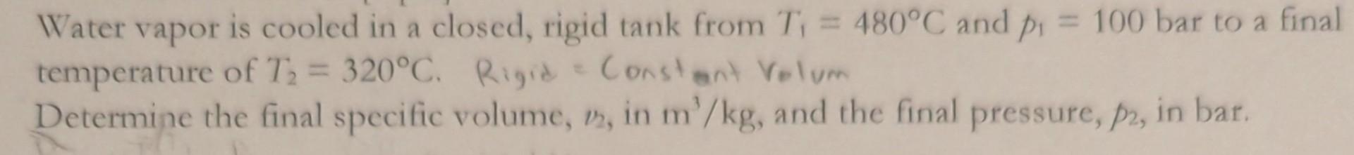 Solved Water vapor is cooled in a closed, rigid tank from | Chegg.com