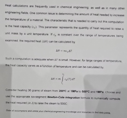 Solved Heat calculations are frequently used in chemical | Chegg.com