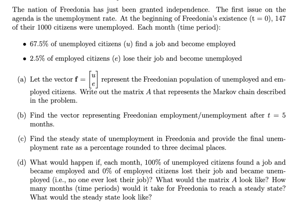 Solved The nation of Freedonia has just been granted | Chegg.com