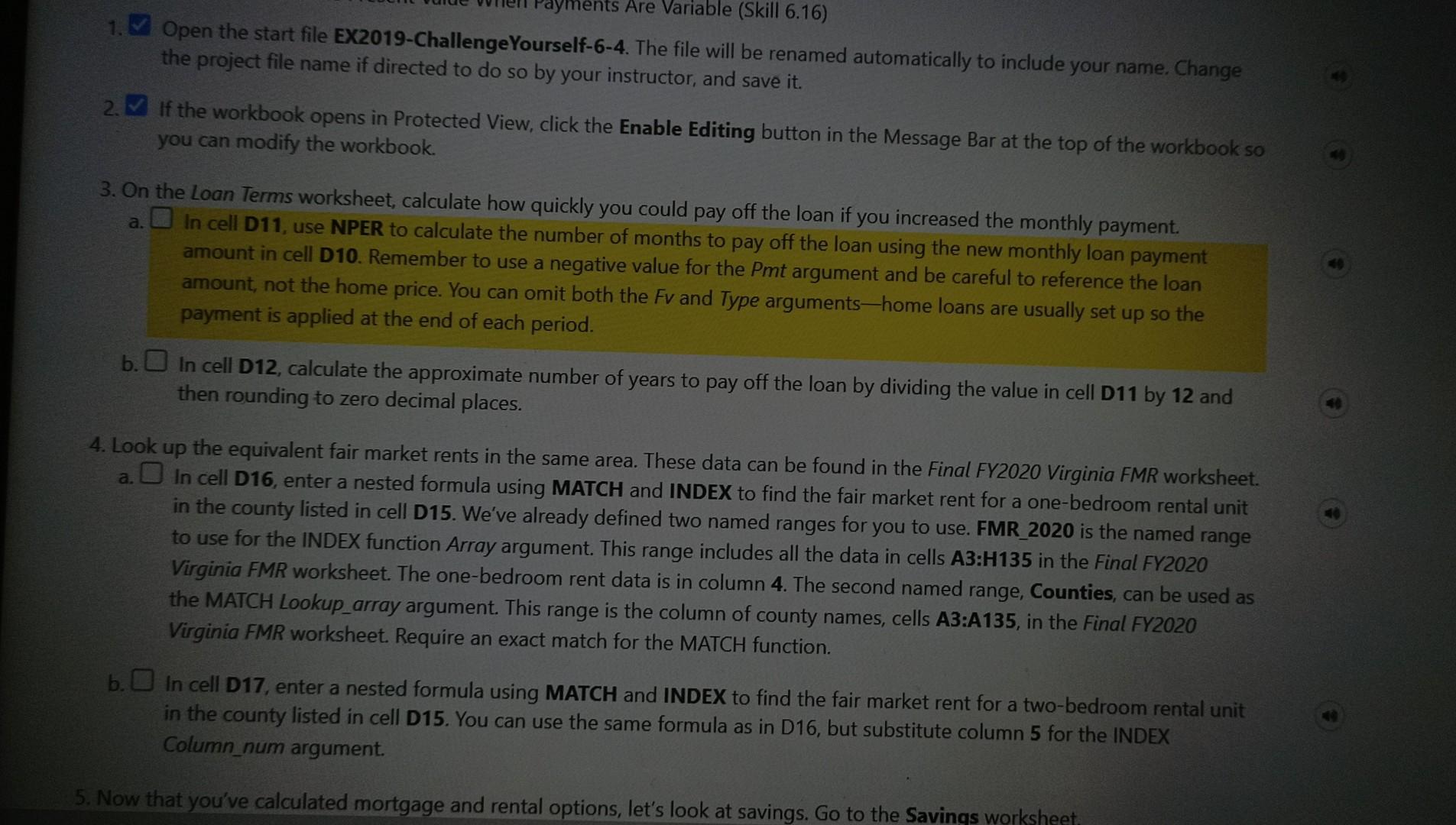 Solved 1. Open the start file EX2019-ChallengeYourself-6-4. | Chegg.com