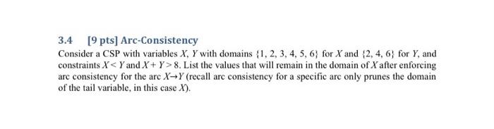 Solved 3.4 [9 pts) Arc-Consistency Consider a CSP with | Chegg.com