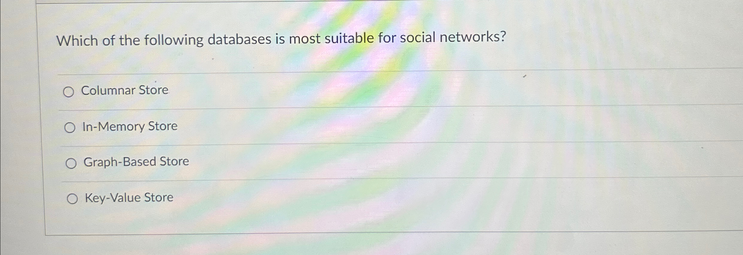 Solved Which of the following databases is most suitable for | Chegg.com
