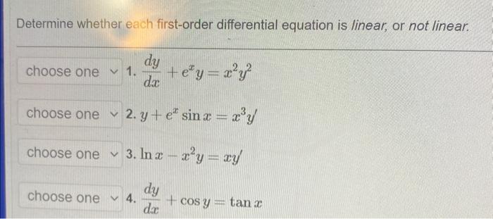 Solved Determine whether each first-order differential | Chegg.com