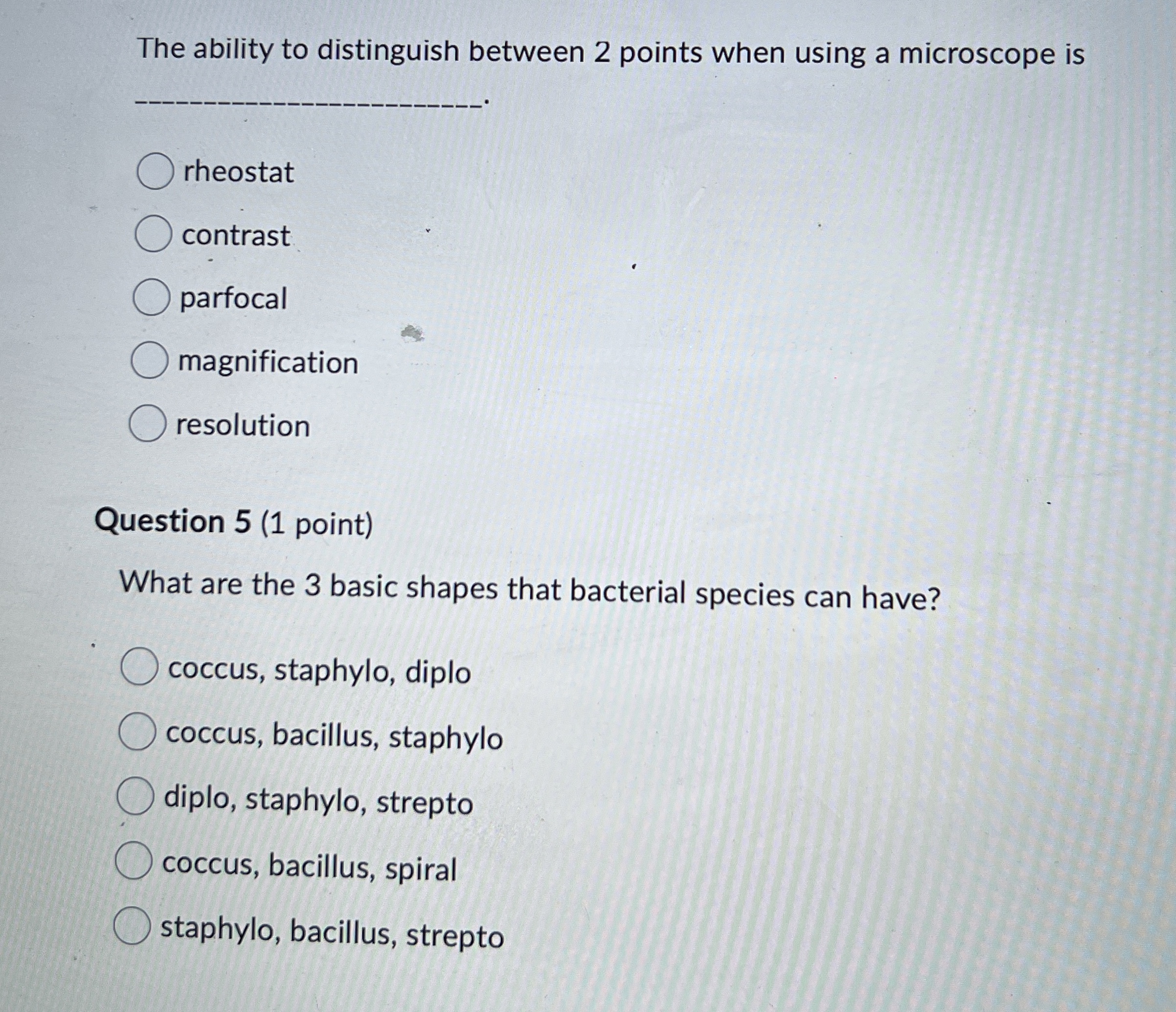 Solved The ability to distinguish between 2 ﻿points when | Chegg.com