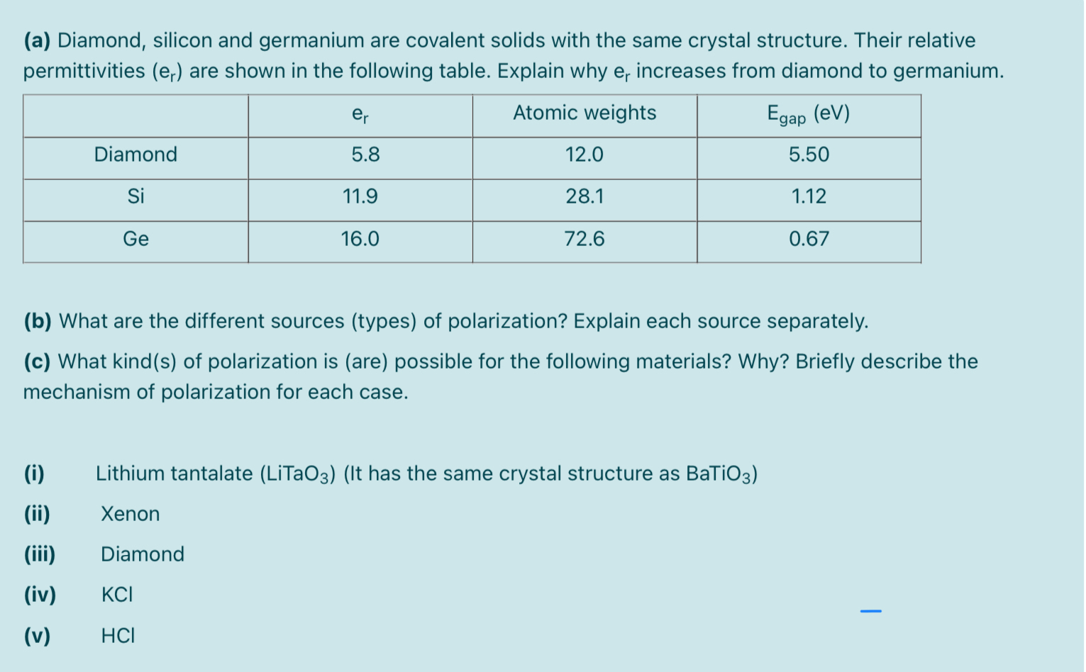 Solved (a) ﻿Diamond, silicon and germanium are covalent | Chegg.com