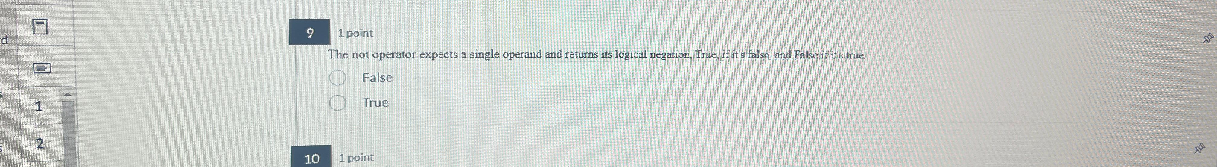 Solved 91 ﻿pointThe not operator expects a single operand | Chegg.com