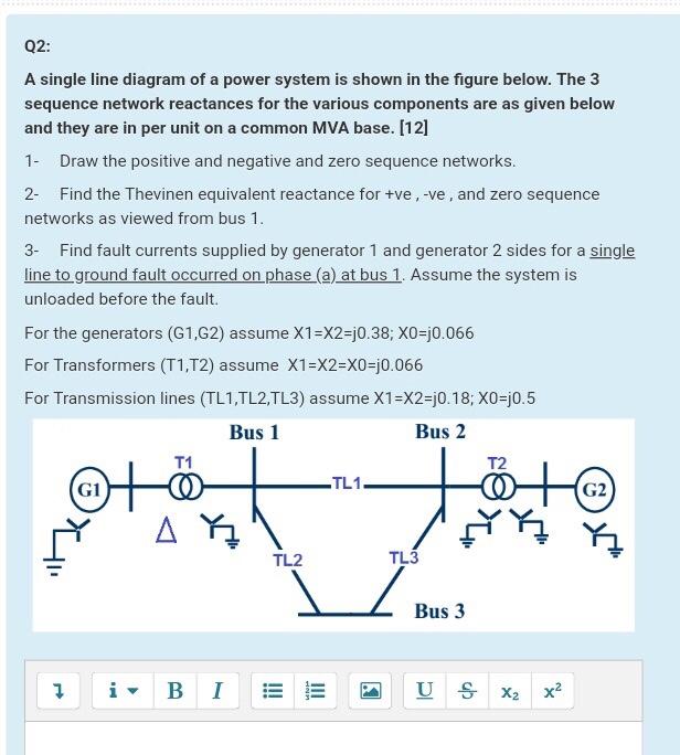 Solved Q2: A single line diagram of a power system is shown | Chegg.com