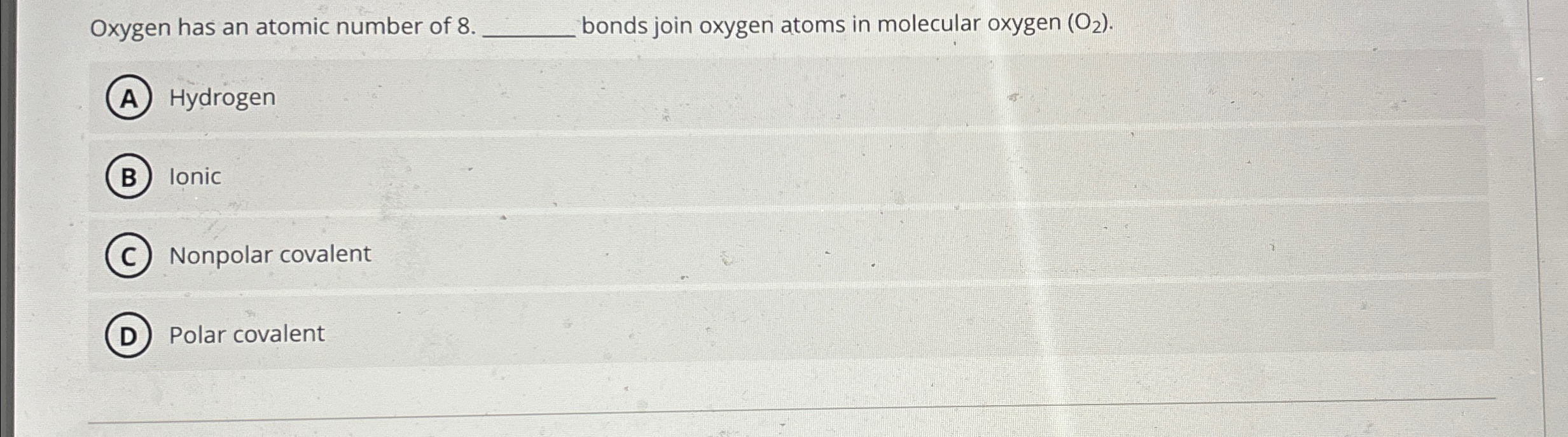 Solved Oxygen has an atomic number of 8 .bonds join oxygen | Chegg.com