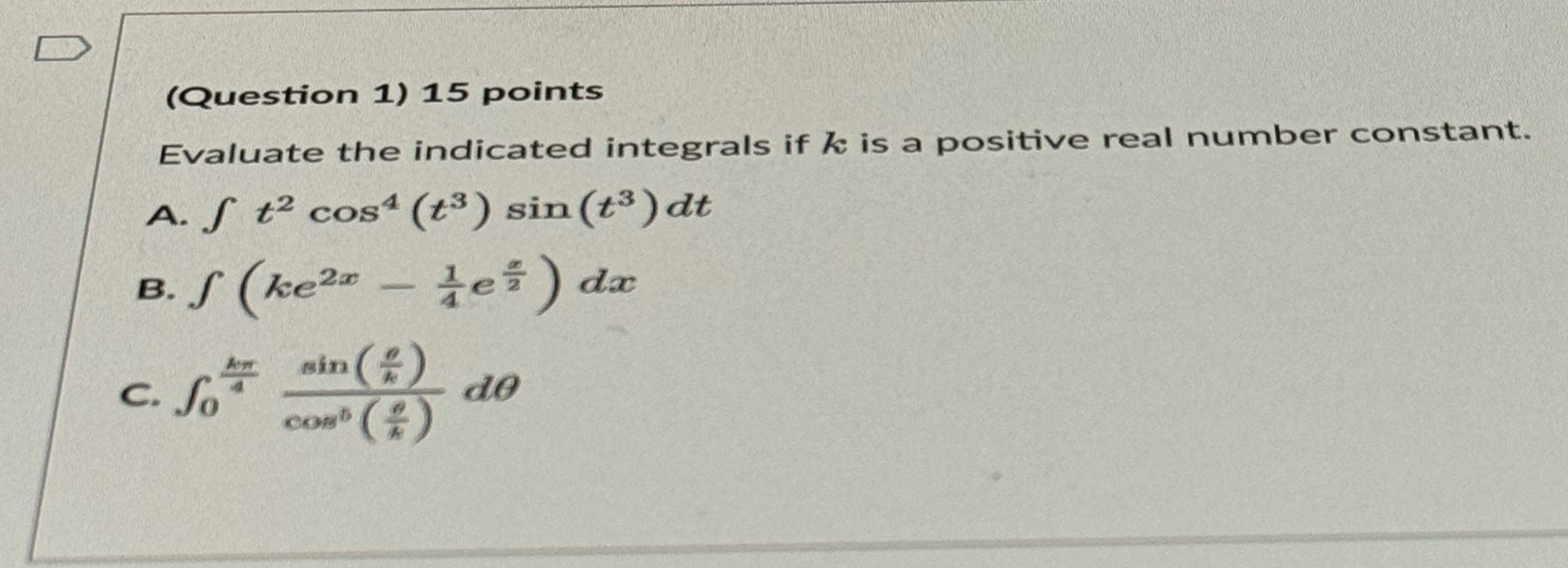 Solved (Question 1) 15 ﻿pointsEvaluate the indicated | Chegg.com