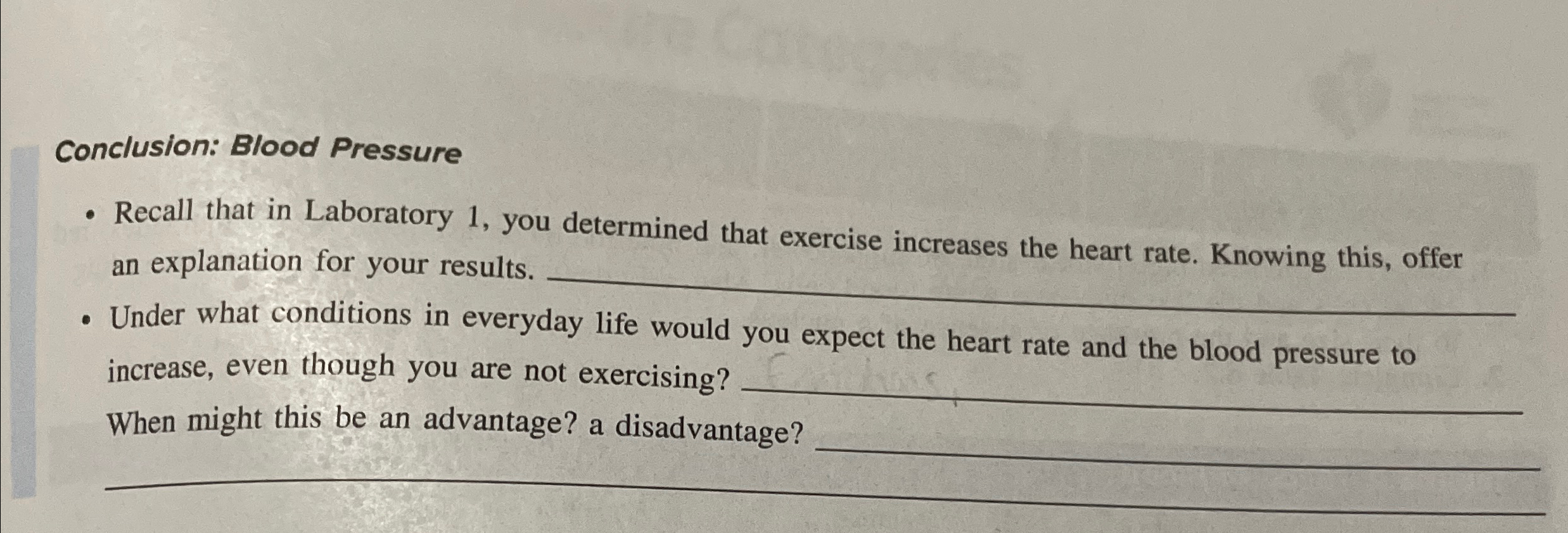 Solved Conclusion: Blood PressureRecall that in Laboratory | Chegg.com
