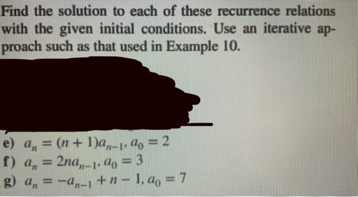 Solved Find the solution to each of these recurrence | Chegg.com