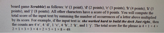 Solved Write A Program Scrabble Game Cpp That Reads In Text